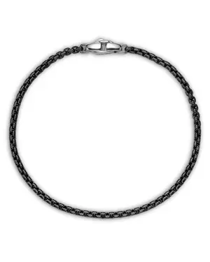 David Yurman Box Chain Bracelet In Stainless Steel And Sterling Silver - Black