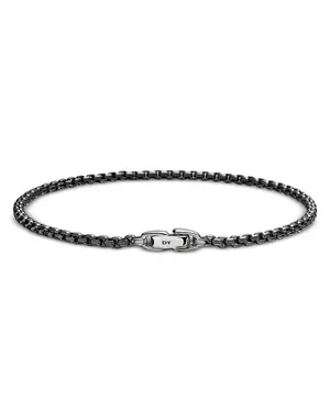 David Yurman Box Chain Bracelet In Stainless Steel And Sterling Silver - Black