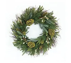 MELROSE Mixed Pine Wreath Pinecone & Pod Accent S 23'd - One-color
