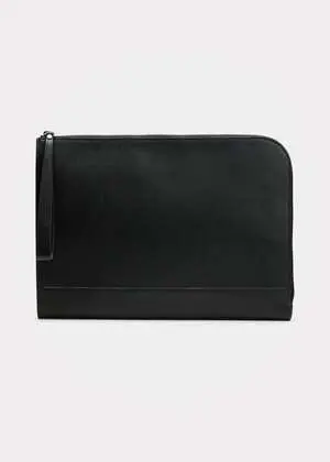VALEXTRA Men's My Logo Leather Portfolio - Nero