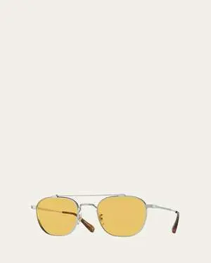 Oliver Spencer Men's Mandeville Aviator Sunglasses - Yellow