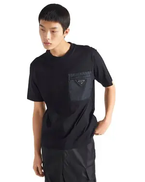 Prada Re-nylon And Jersey T-shirt - Black
