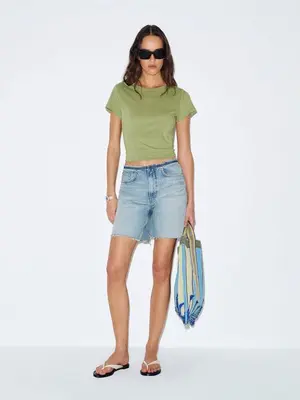 REFORMATION Raye Mid-rise Denim Shorts - Blue