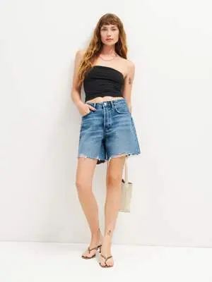 REFORMATION Raye Mid Rise 6" Jean Shorts Denim
