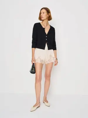 REFORMATION Clara Cashmere Crew Cardigan Black
