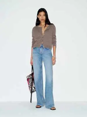 REFORMATION Clara Cashmere Crew Cardigan - Brown
