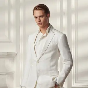 Ralph Lauren Kent Hand-Tailored Herringbone Jacket Lux Cream