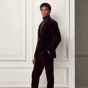 Ralph Lauren Gregory Hand-tailored Velvet Trouser - Burgundy