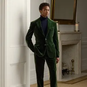 Ralph Lauren Gregory Hand-Tailored Velvet Trouser Carriage Green