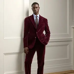 Ralph Lauren Gregory Hand-Tailored Velvet Trouser Dark Maroon