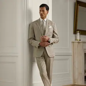 Ralph Lauren Gregory Plaid Suit Trousers - Summer Sand/ Truffle