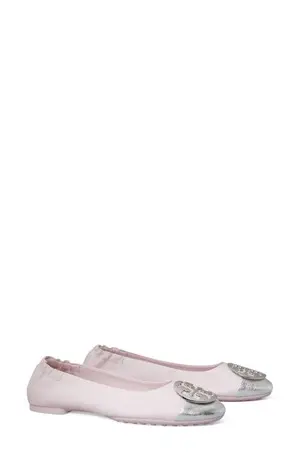 Tory Burch Claire Cap-toe Ballet Flat - Light Lavender / Silver