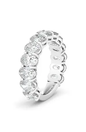 HAUTECARAT Oval Cut Lab Created Diamond Eternity Band - White Gold