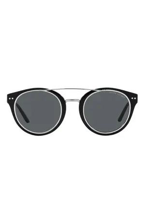 Ralph Lauren 49mm Round Frame Sunglasses - Black