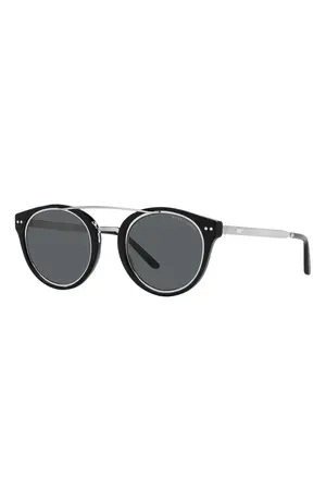 Ralph Lauren 49mm Round Frame Sunglasses - Black