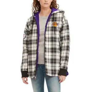 Tommy Hilfiger Cream Los Angeles Lakers Molly Flannel Full-zip Hoodie - Black