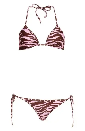 Attico Zebra Print Two-piece Swimsuit