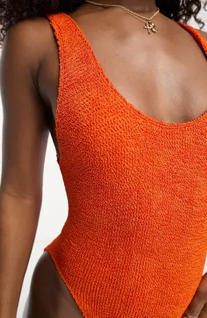 Asos High Leg Smocked One-piece Swimsuit