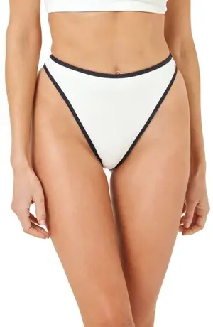 L*Space LSPACE Nora Bitsy Bikini Bottom Cream/black