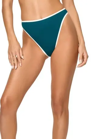 L*Space LSPACE Nora Bitsy Bikini Bottom Deep Teal / Cream