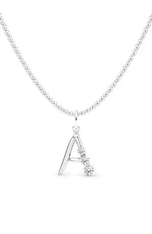 HAUTECARAT Lab Created Diamond Initial Pendant Necklace - A - 18k White Gold