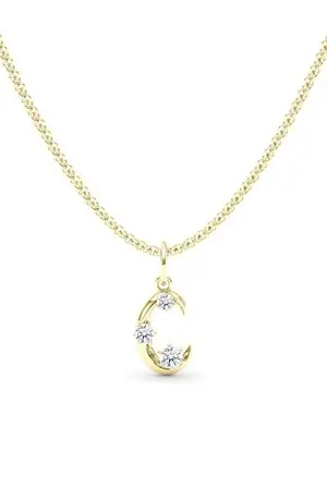 HAUTECARAT Lab Created Diamond Initial Pendant Necklace - C - 18k Yellow Gold
