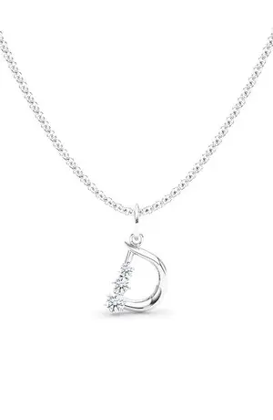 HAUTECARAT Lab Created Diamond Initial Pendant Necklace - D - 18k White Gold