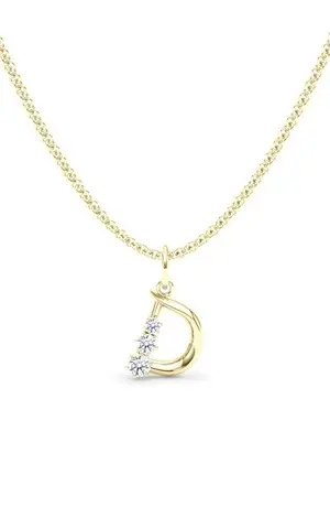 HAUTECARAT Lab Created Diamond Initial Pendant Necklace - D - 18k Yellow Gold