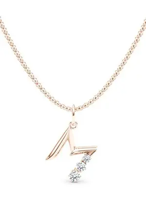 HAUTECARAT Lab Created Diamond Initial Pendant Necklace - M - 18k Rose Gold