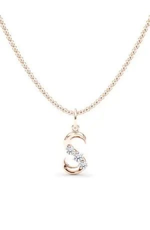 HAUTECARAT Lab Created Diamond Initial Pendant Necklace - S - 18k Rose Gold