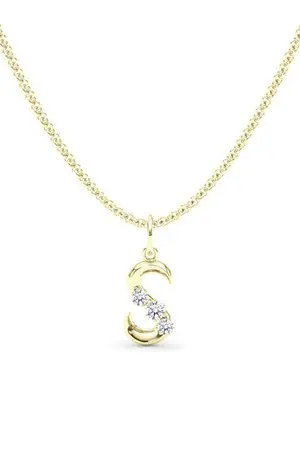 HAUTECARAT Lab Created Diamond Initial Pendant Necklace - S - 18k Yellow Gold