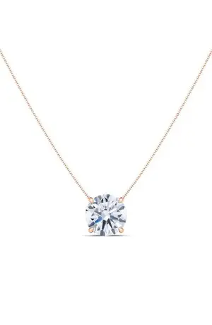 HAUTECARAT Round Brilliant Lab-created Diamond Pendant Necklace - 18k Rose Gold