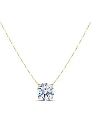HAUTECARAT Round Brilliant Lab-created Diamond Pendant Necklace - 18k Yellow Gold