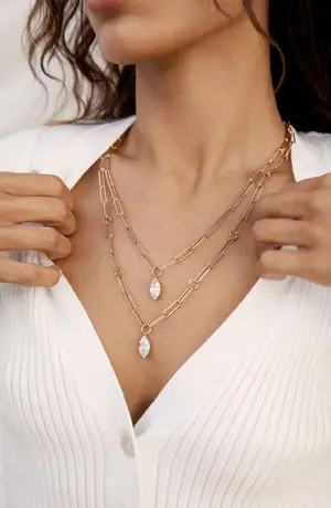 Ettika Layered Paperclip Link Pendant Necklace