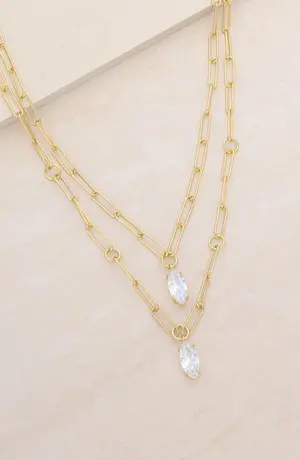 Ettika Layered Paperclip Link Pendant Necklace