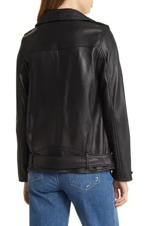 Michael Kors Oversize Moto Leather Jacket - Black