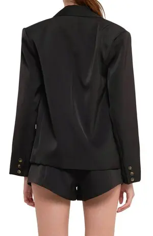 GREY LAB One-button Satin Blazer - Black