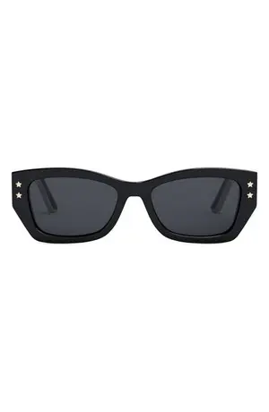 Dior Pacific S2u 53mm Rectangular Sunglasses - Shiny Black/smoke