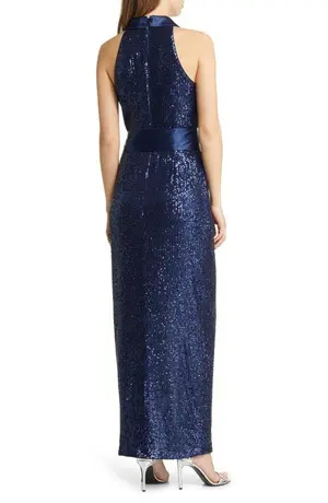 Eliza J Sequin Tuxedo Gown