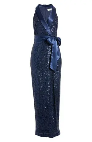 Eliza J Sequin Tuxedo Gown
