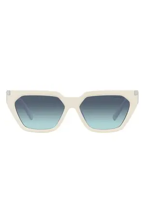 Tiffany & Co. 56mm Irregular Sunglasses Milky Ivory