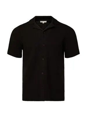 Onia Cotton Textured Camp Shirt - Black