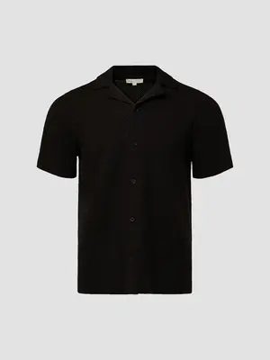 Onia Cotton Textured Camp Shirt - Black