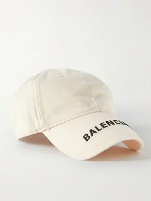 Balenciaga Logo-embroidered Cotton-twill Baseball Cap - White