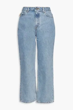 GANNI Cropped Faded Highrise Straightleg Jeans - Light Denim