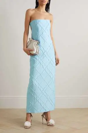 emilia wickstead strapless pleated crepe mini dress Emilia Wickstead Strapless Pleated Crepe Mini Dress in Green