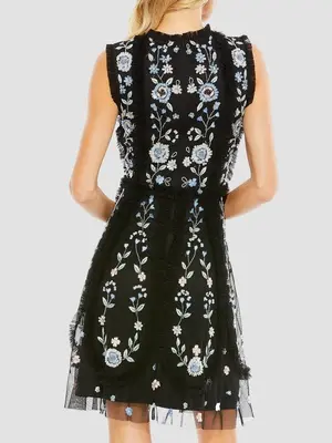 Mac Duggal Mac Floral-embroidered Chiffon Minidress