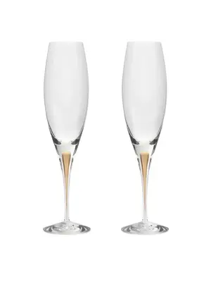 ORREFORS Intermezzo Gold 2-piece Champagne Glass Set - Clear