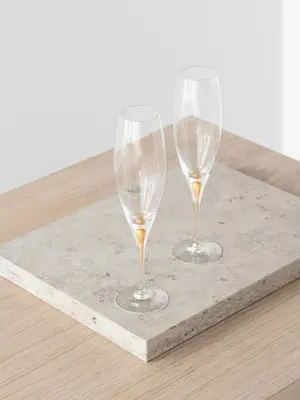 ORREFORS Intermezzo Gold 2-piece Champagne Glass Set