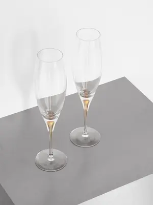 ORREFORS Intermezzo Gold 2-piece Champagne Glass Set